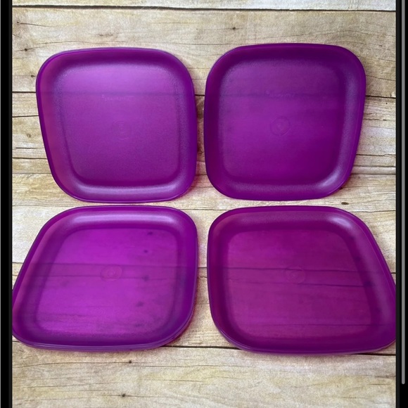 Tupperware | Kitchen | Tupperware Square Luncheon Plate Set 4 Purple ...